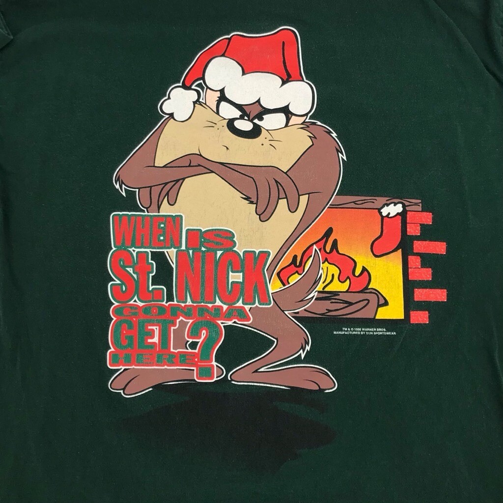 1996 Vintage Santa Taz Tasmanian Devil Christmas Tee … - Gem