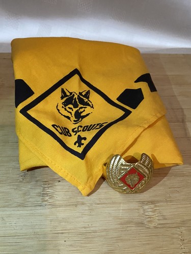Vintage Boy Scouts of America Neckerchief Scarf & Red Wolf Slide Clip ...
