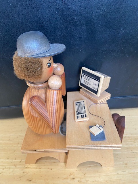 German computer nerd wooden figurine | eBay