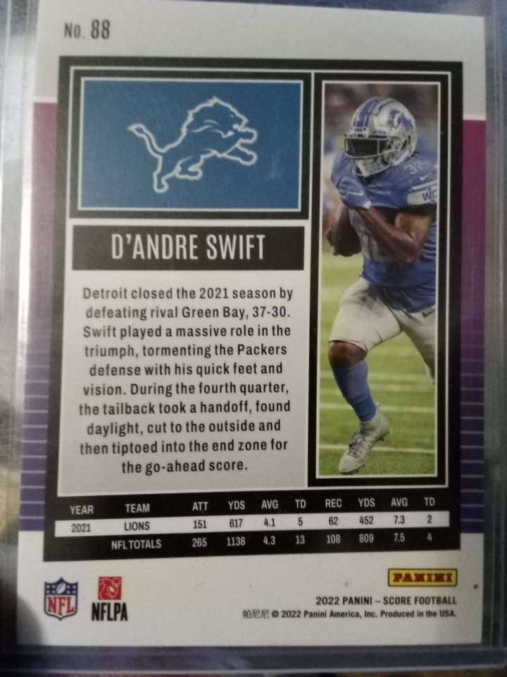 2022 Deandre Swift Score No.88 019-199 Parallel Numbered | eBay