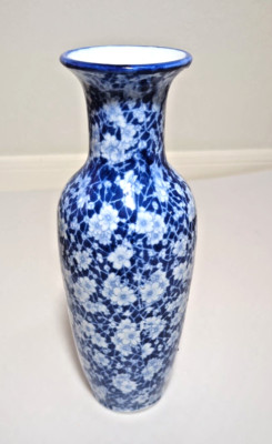Vintage Victoria Ware Blue Calico Floral Vase 12” Ironstone Marked | eBay