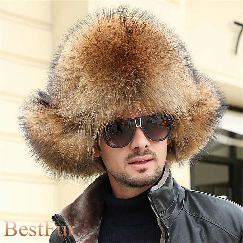Male Full Covered Real Fox Fur Hat Russian Ushanka Hat Cossack Warm ...