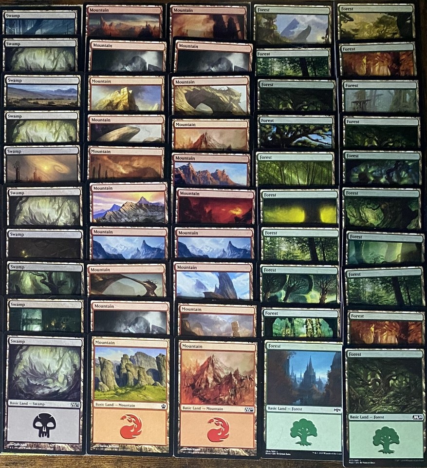 100 Basic lands Magic The Gathering MTG Lot of 100 w/ 20 of Each Land ...