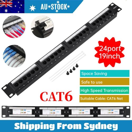 24 Port 19'' Mountable Data Patch Panel High Speed CAT6 CAT-6 Network ...
