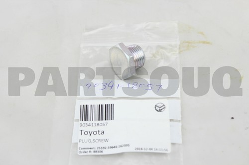 9034118057 Genuine Toyota PLUG (FOR FRONT DIFFERENTIAL DRAIN) 90341 ...