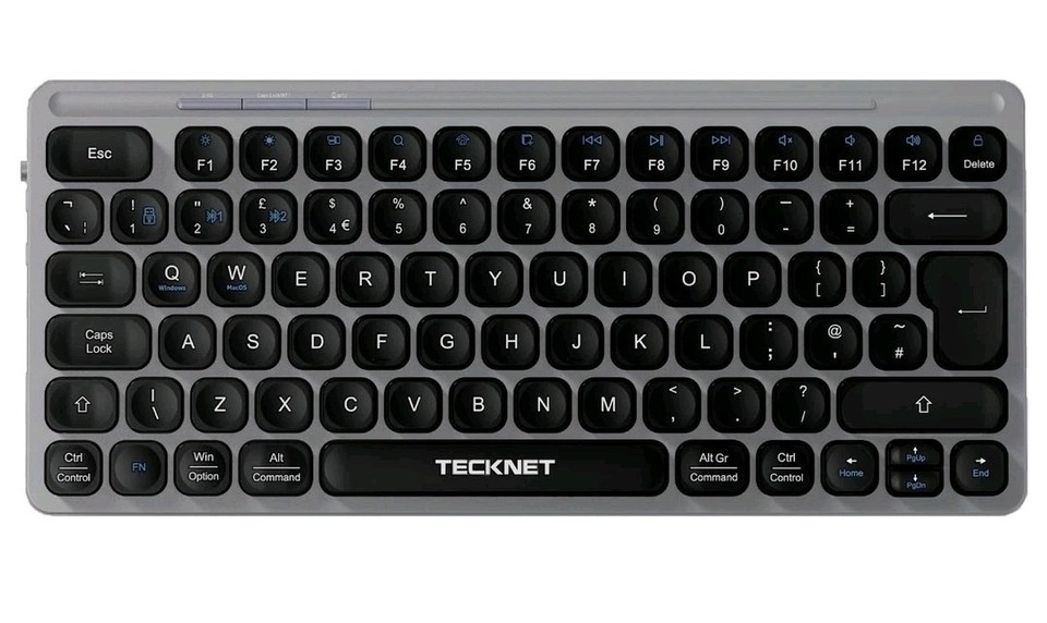 TECKNET Wireless Keyboard Compact Rechargeable 2.4GHz USB for 3 Devices ...