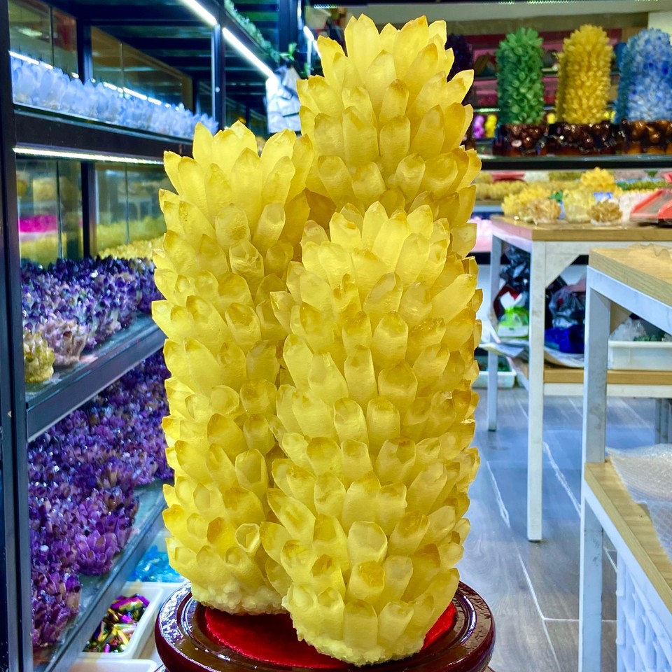 24.6LB New Find Yellow Phantom Quartz Crystal Cluster Mineral Specimen ...