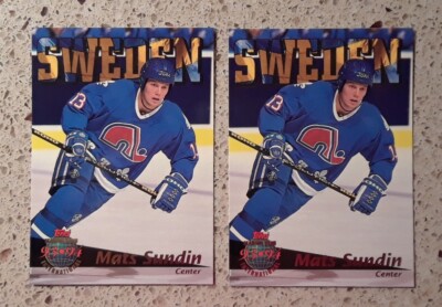 (2) 1993-94 Topps Stadium Club Mats Sundin #425 Nordiques NHL Hockey ...