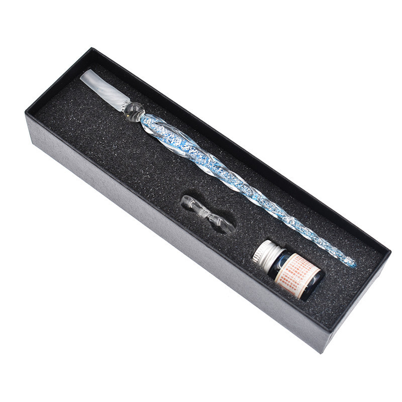 Glass Dip Pen Gift Box Set Art Craft Random Color Ink Pen Stand Chic ...