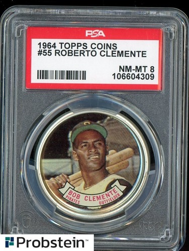 1964 Topps Coins #55 Bob Roberto Clemente Pittsburgh Pirates HOF PSA 8 ...