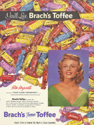 Rita Hayworth for Brach's Toffee Candy ad 1954 | eBay