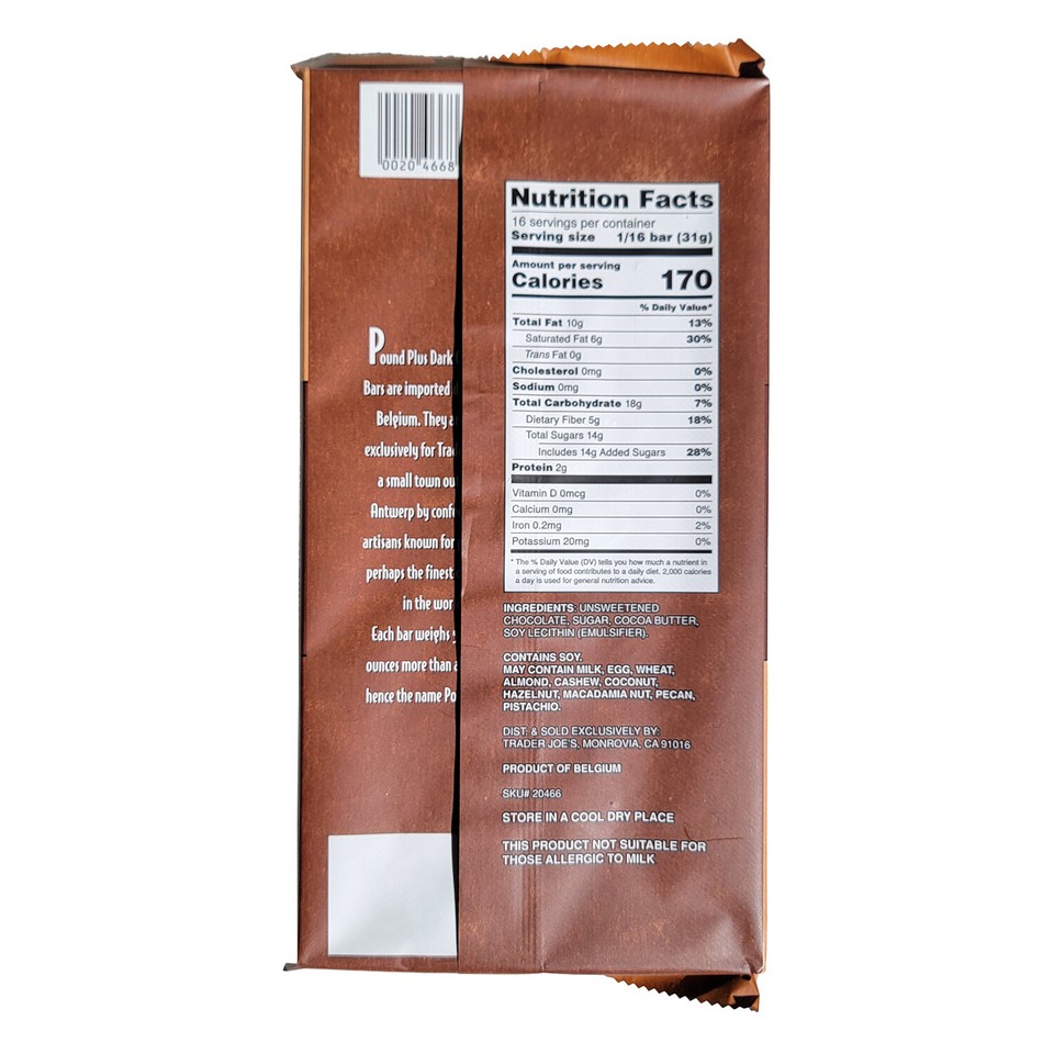 Trader Joes Pound Plus Chocolate Bars from Belgium 1-Pack (Variety of ...