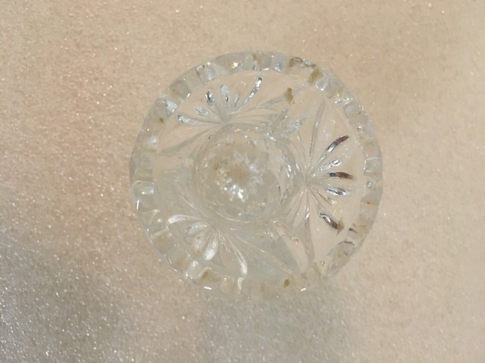 Miniature Clear/Cut Crystal Vase, Ruffled top, star design, diamond cut ...