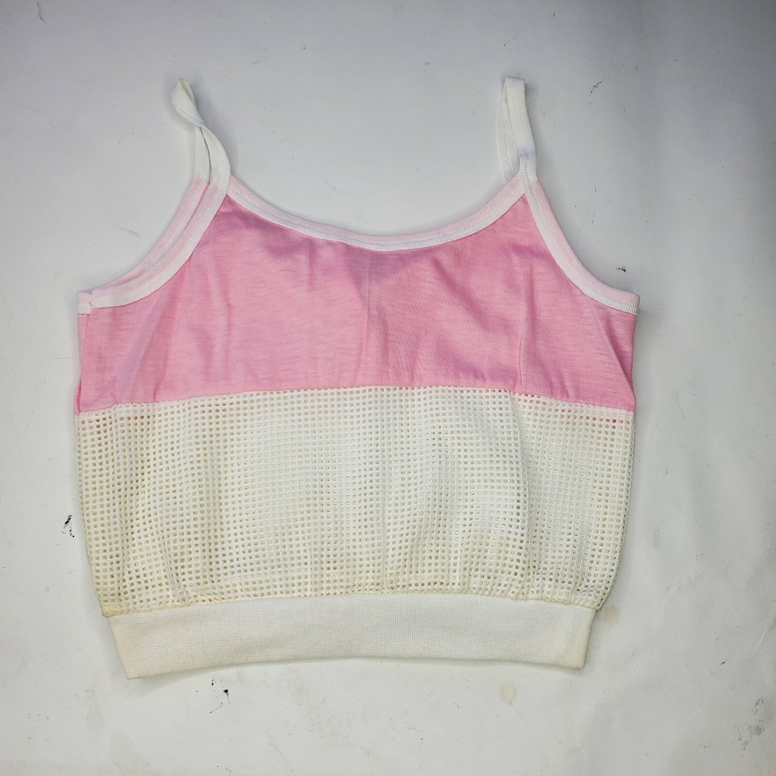 Vintage Crop Top USA Made Exersize Festival 80s 70s Mesh Spaghetti ...