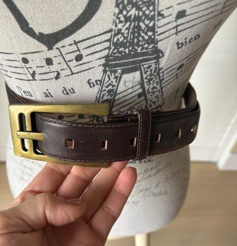 Michelle Belau Brazil Brown Leather Belt with a Brass-Tone Buckle Sz M ...
