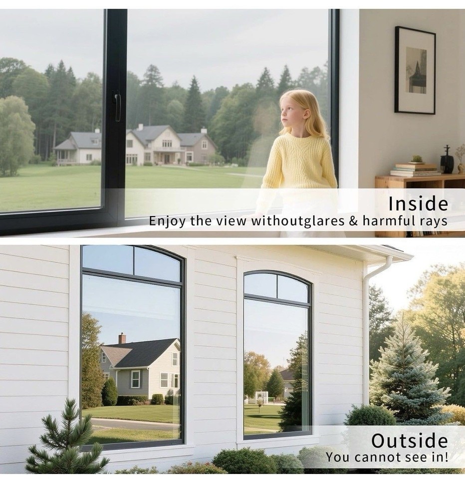 FILMGOO Window Film One Way Mirror Privacy Static Silver, 90 * 400CM ...