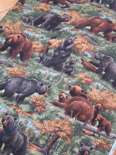 Vintage Cranston VIP Cotton Fabric Bears Grizzlies Nature Quilting 45 ...