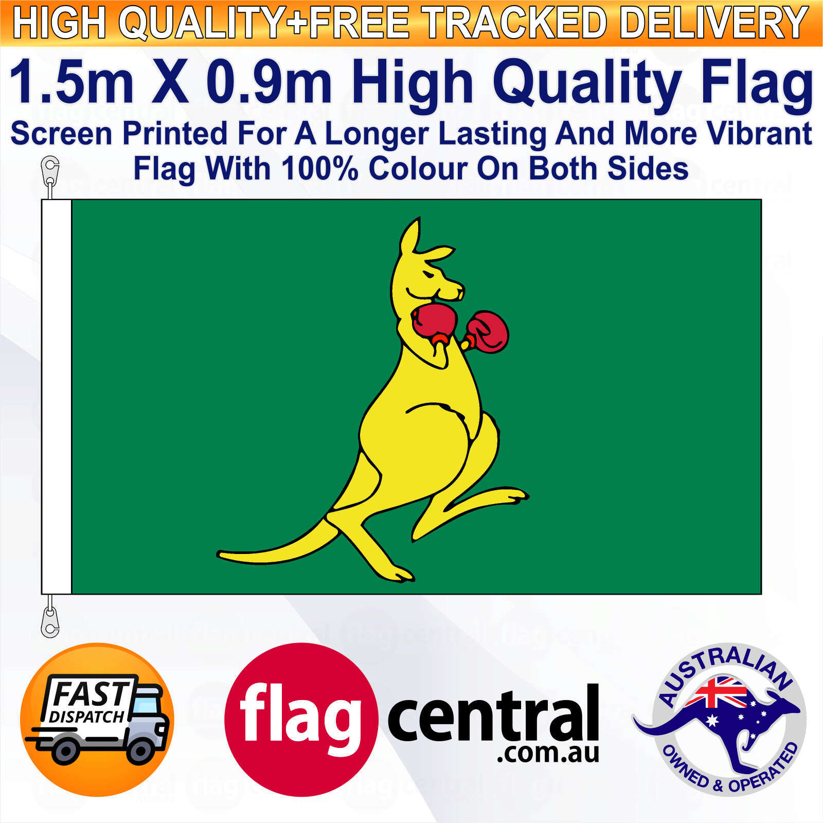 Boxing Kangaroo Flag 1.5m x 0.9m Flag *Long Lasting *Free Delivery *Eye ...