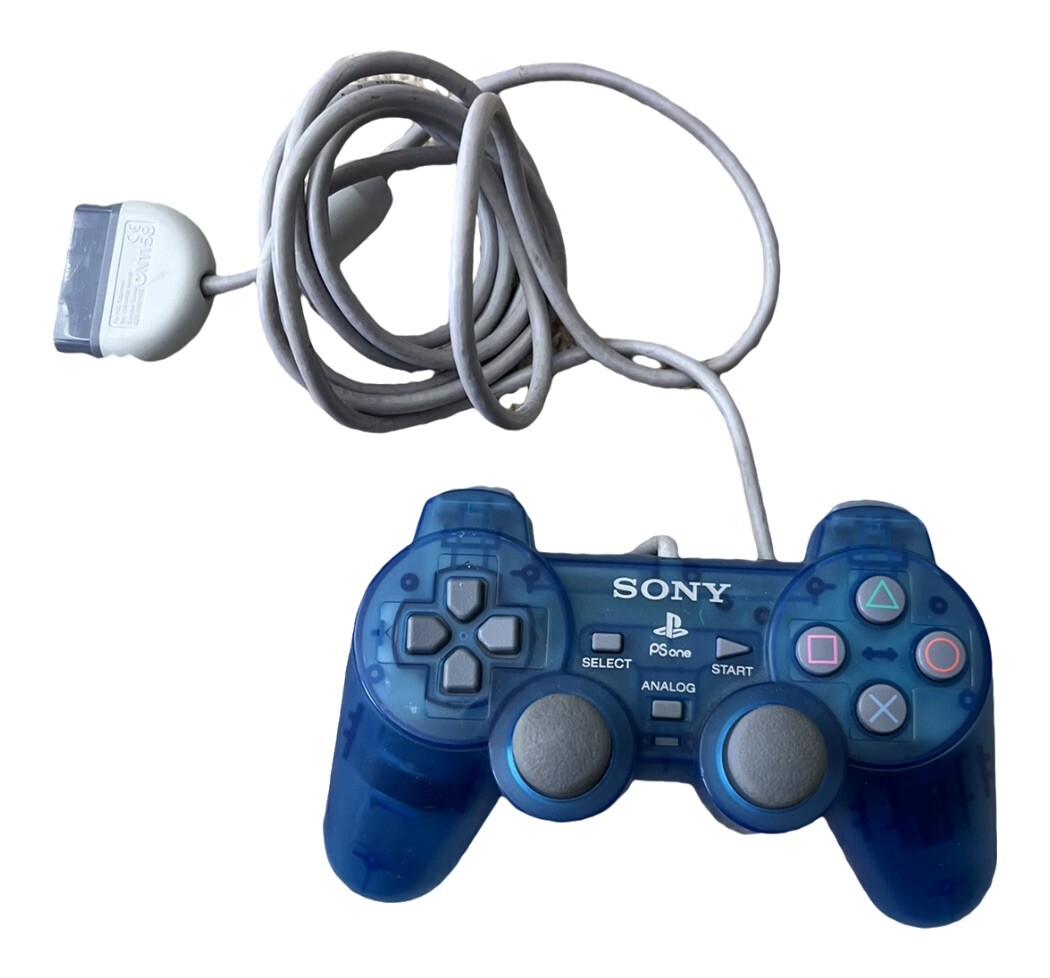 Sony PlayStation 1 PS1 Clear Island Blue Analog Wired Controller SCPH ...