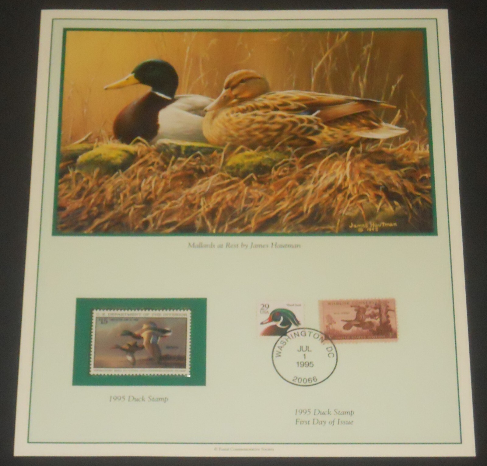 United States RW62 1995 Mallards Duck Hunting stamp + artist signed ...
