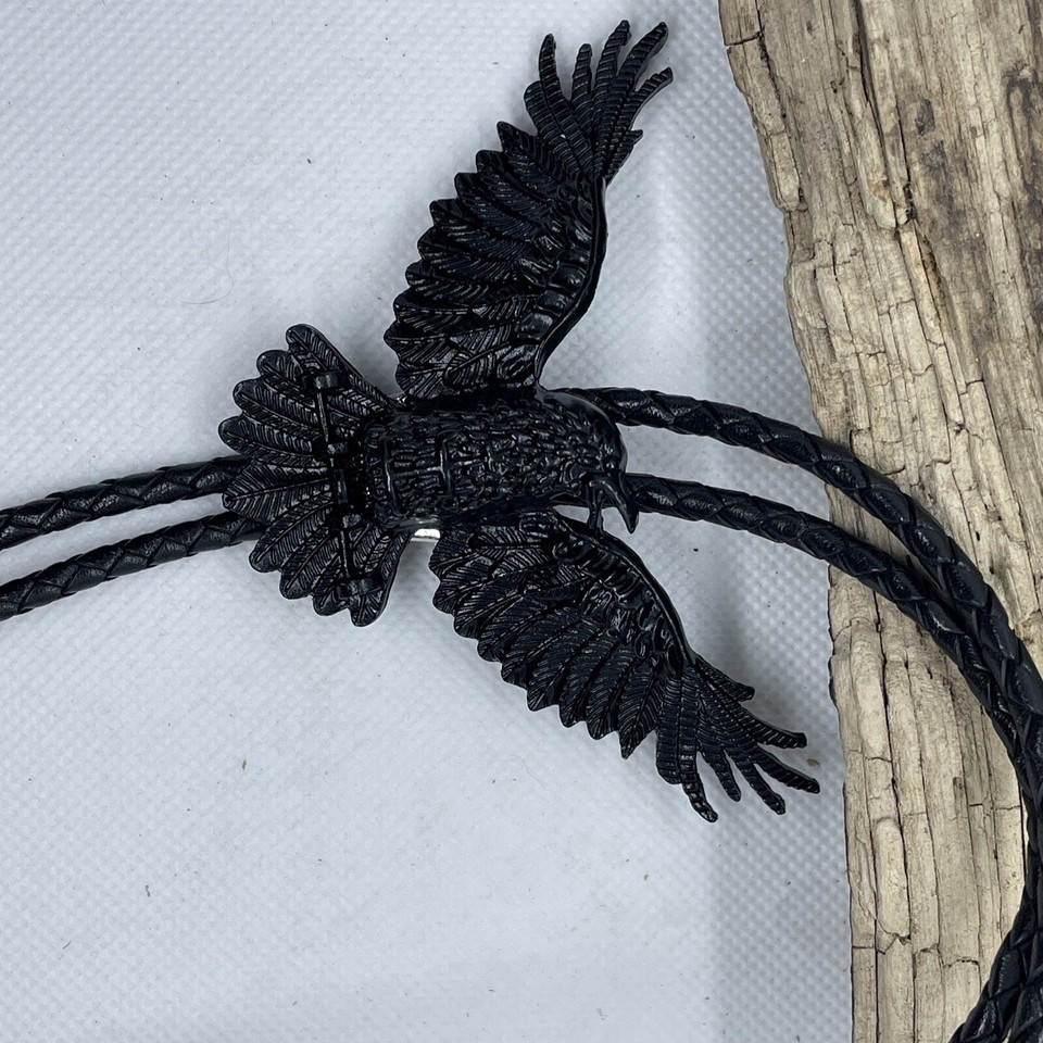 Black Raven Crow Native Spirit Gothic Bolo Tie Wedding Western Ranch ...
