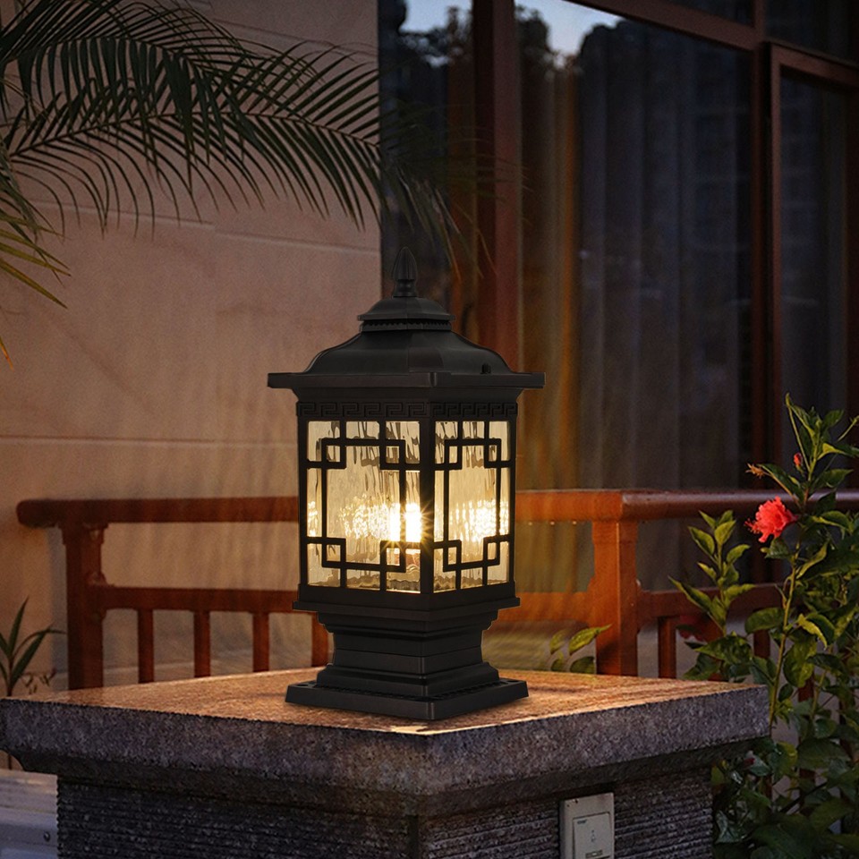 Retro Pillar Light Garden Waterproof Light Patio Yard Gate Post Lamp ...