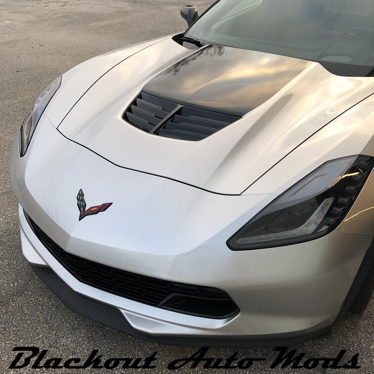 C7 Corvette 2014-2019 Front Bumper Emblem Flag Overlay Blackout Carbon ...