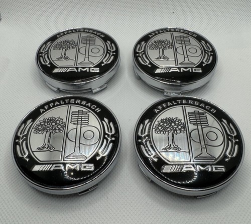 Mercedes Affalterbach AMG Black Wheel Center Caps Silver 60mm Emblem ...