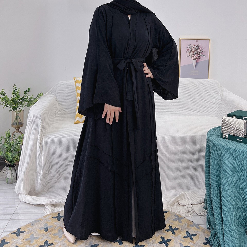Kimono Open Abaya Muslim Women Maxi Dress Islamic Robe Kaftan Dubai ...