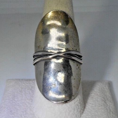 Vintage Shablool Israel Full Finger Ring Sterling Sil… - Gem