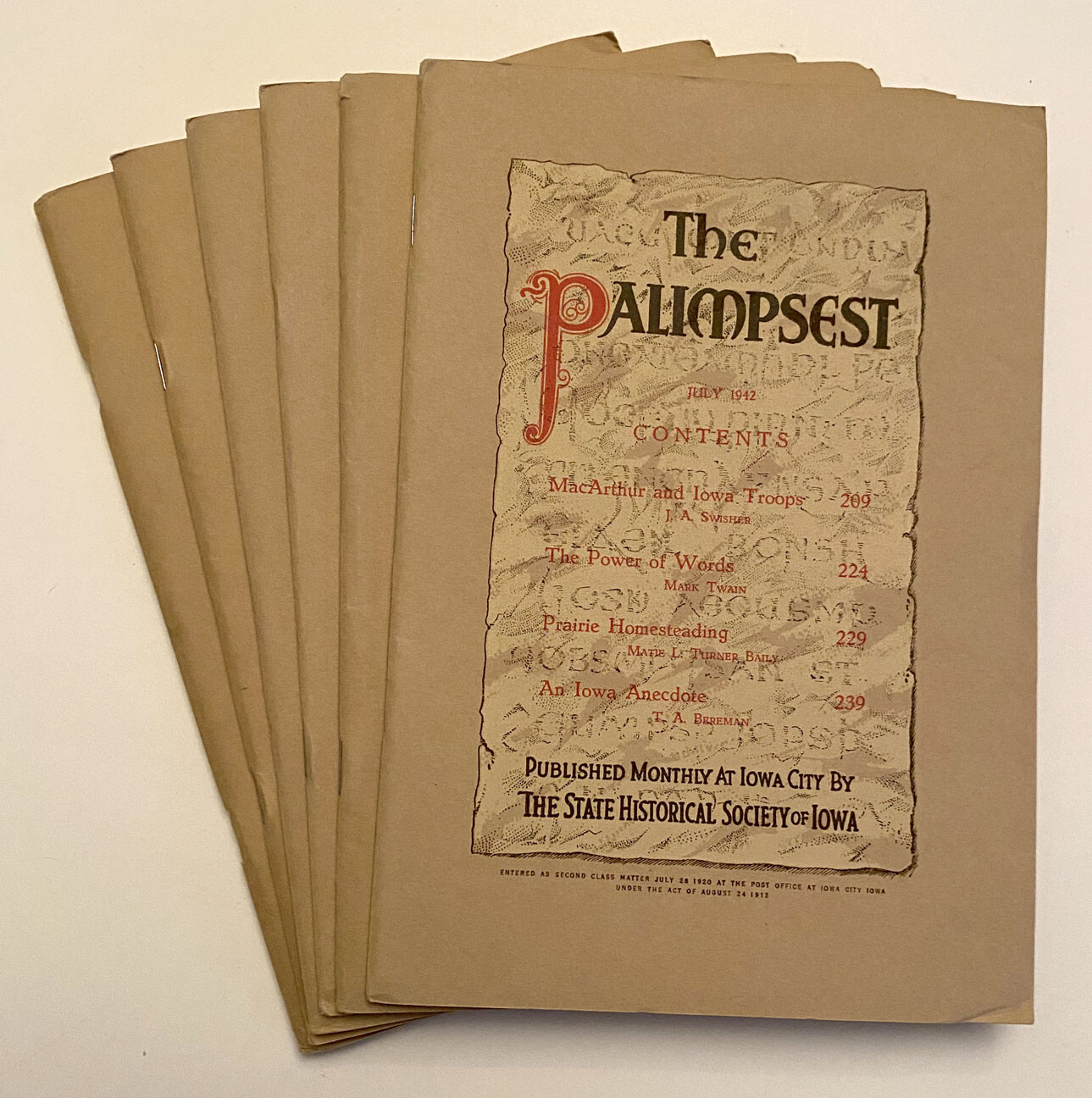 Lot Of 6 Palimpsest Iowa History Magazines July 1942 - December 1942 | eBay