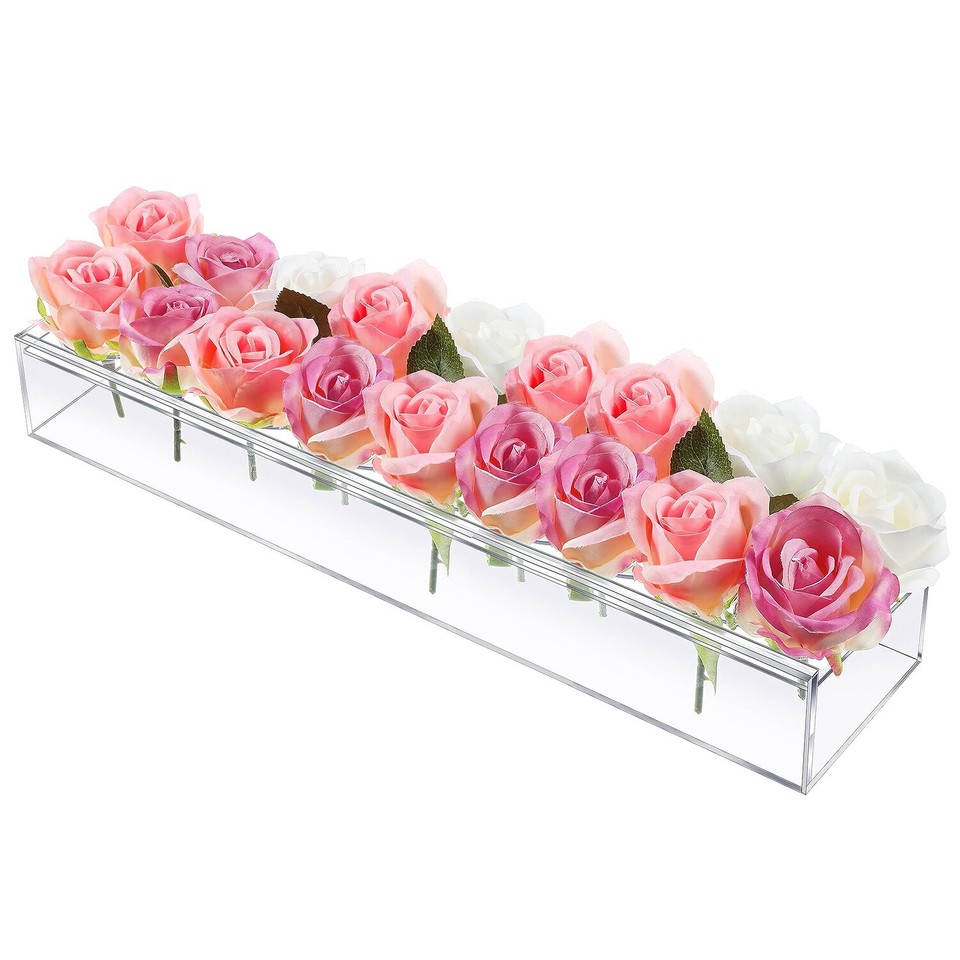 Acrylic Rectangular Flower Vase for Home Dinning Table Wedding Party ...