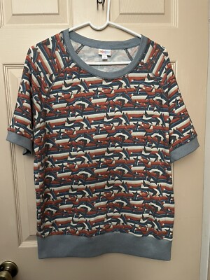 LulaRoe Jane Multicolor Striped Short Sleeve Round Neck Large Sweater ...