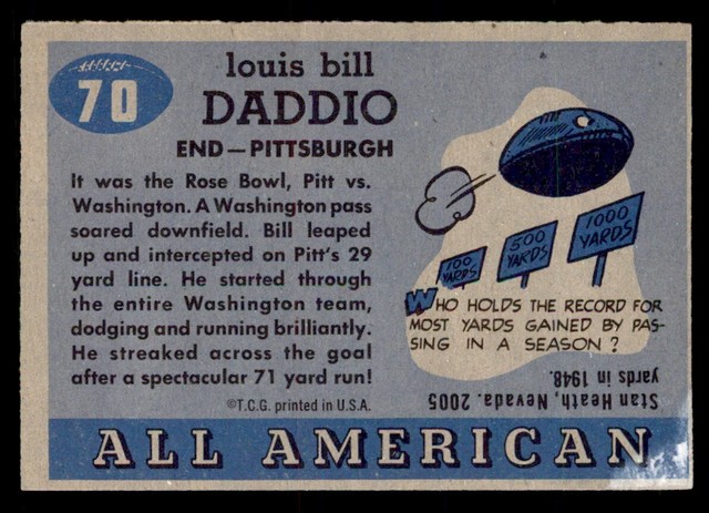 1955 Topps All American - #70 Bill Daddio (RC) for sale online | eBay