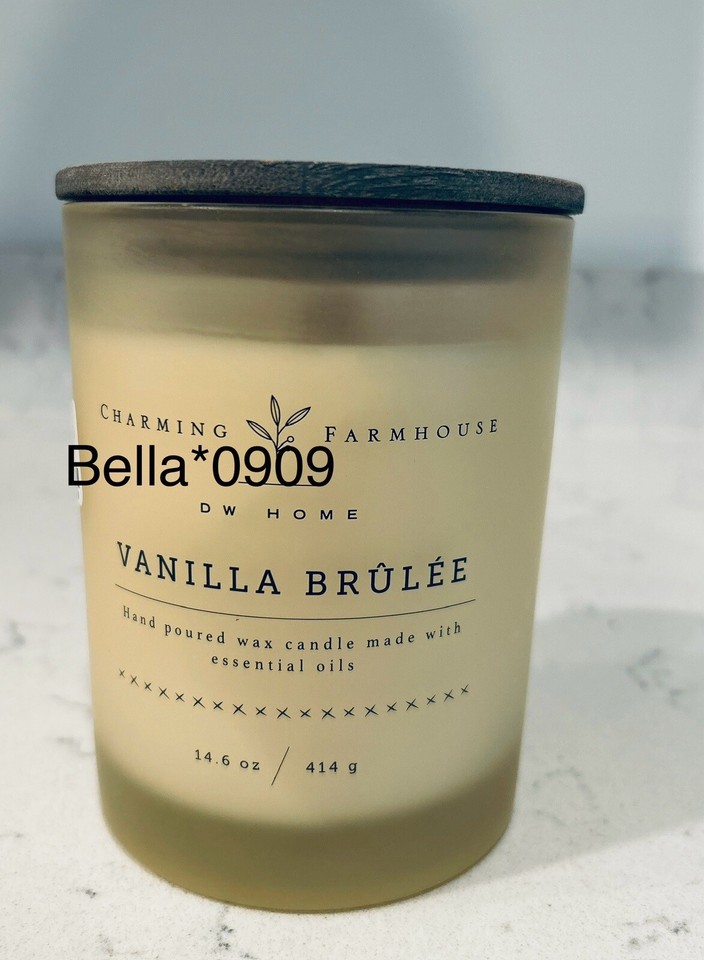 DW Home Charming Farmhouse Vanilla Brulee Scented Candle Wooden Wick 14.6OZ/414G | eBay