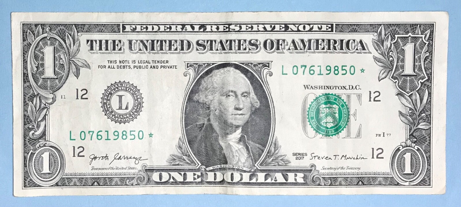 July 6, 1985 Birthday Note $1 One Dollar Bill L 07619850 * (_ 7 - 6 ...