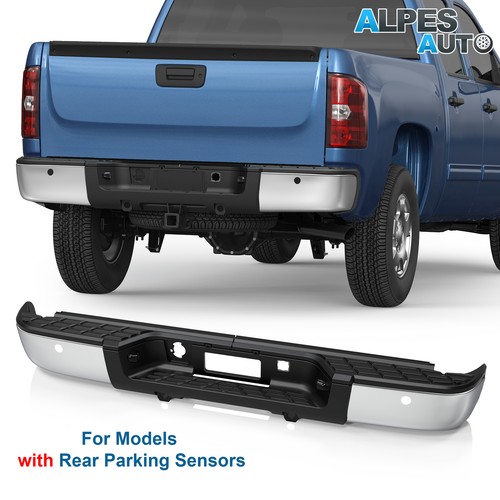 Chrome Rear Bumper For 07-13 GMC Sierra Chevy Silverado 1500 w/ Parking ...