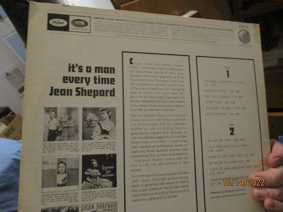 Jean SHephard 1965 Collector LP "It's A Man Every Time" CApitol Record ...