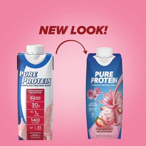 Pure Protein Strawberry Shake, 30g Complete 1 Fl Oz (Pack of 12 ...