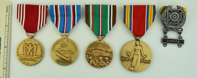 4 WW2 Army Medals, Good Conduct American Europe Theater Victory ...