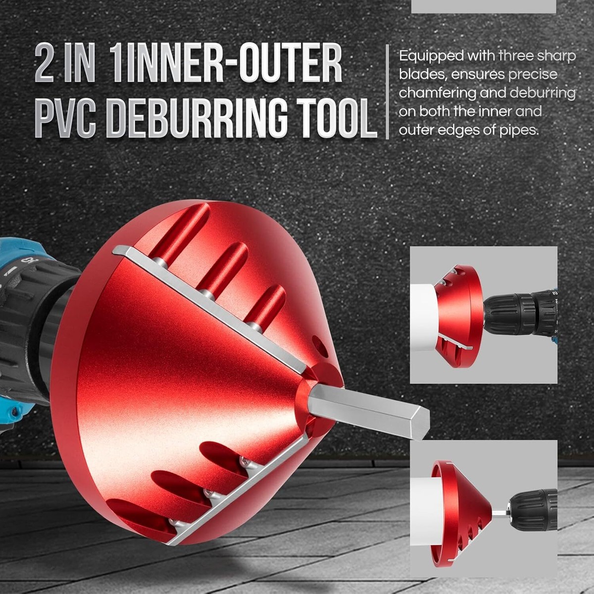 Pvc Cutter 2-in-1 PVC Pipe Deburring Tool - Inner/Outer Chamfer Tool ...