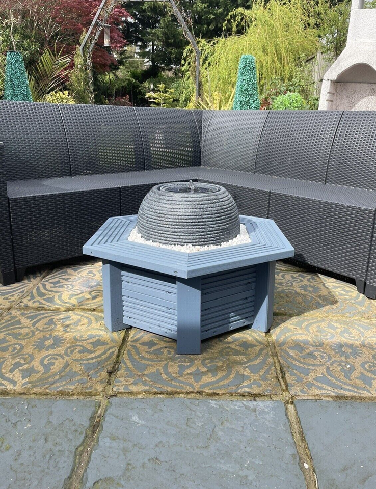 Small Grey Raised Garden Pond Hexagonal Water Feature 75x65x29h cm ...