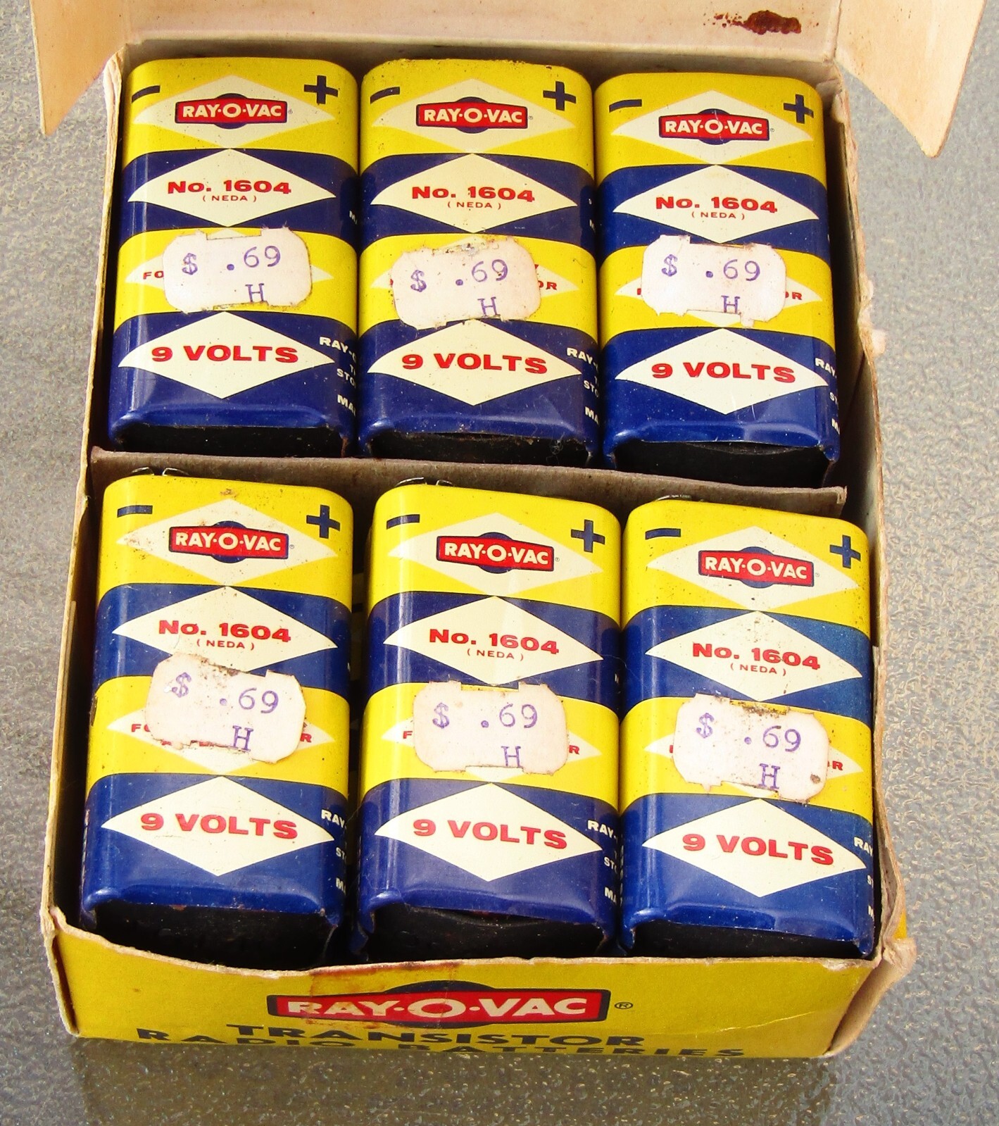 (12) Vintage 1960s RAY-O-VAC #1604 9 Volt Transistor Radio Batteries In ...