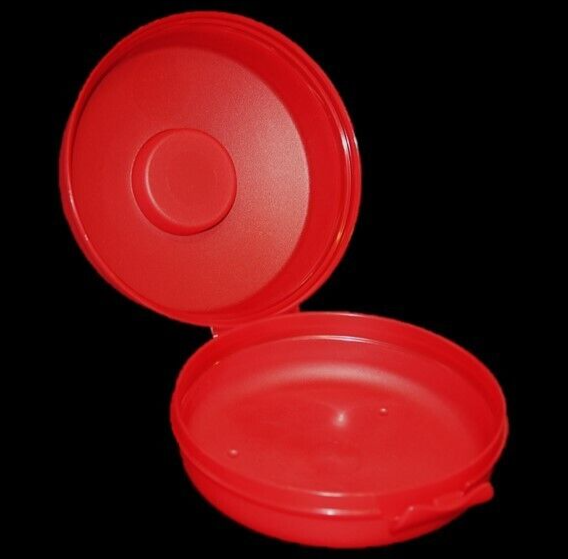 Tupperware Bagel Keeper w/ Smidget Round Lunch Container Red & Sheer ...