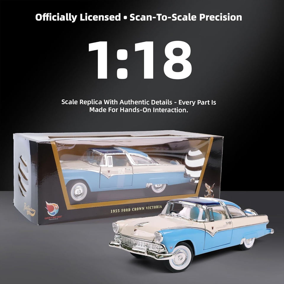 1955 Ford Crown Victoria 1/18 Scale Die-Cast Metal Model Premium ...
