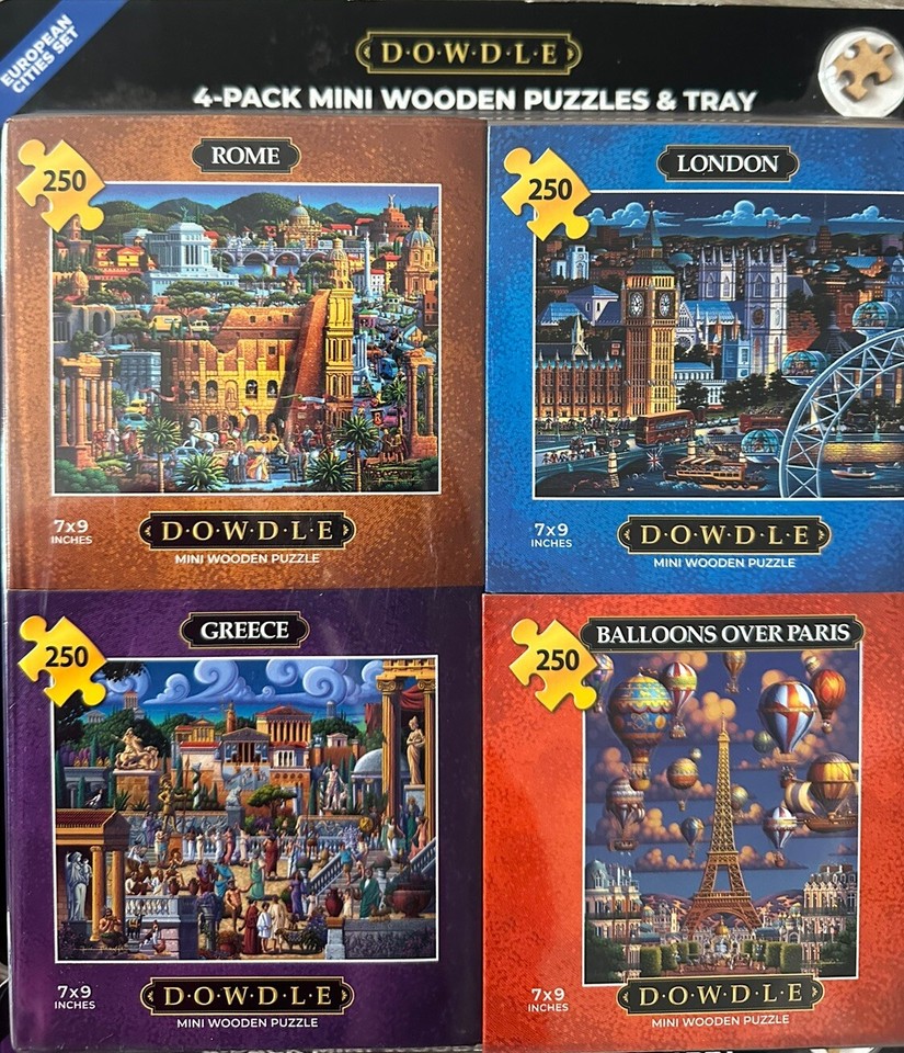 DOWDLE 4-Pack Mini Wooden Puzzles & Tray Sets- 7"x9" Puzzles - NEW | eBay