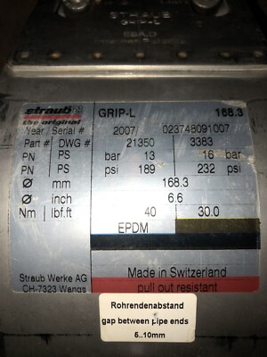 Straub 168.3 MM (6.6”) Grip-L Coupling Stainless Steel | eBay