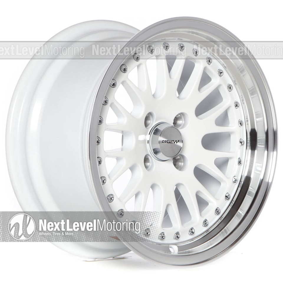 Circuit CP21 15x8 4x100 +25 White Wheels Fits Acura Integra DC2 GSR LS ...