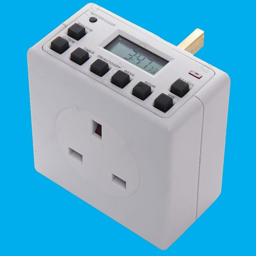 Digital Mains Programmable LCD Plug Through Timer Switch, 12 / 24 Hour ...