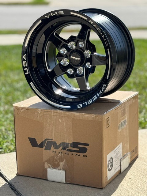 VMS Racing Black V Star Drag Wheel Rim Two 13x9 and Two 15x3.5 4X100 ...